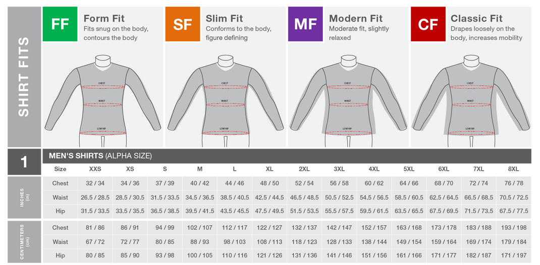 Mens Sizing – Chef Works