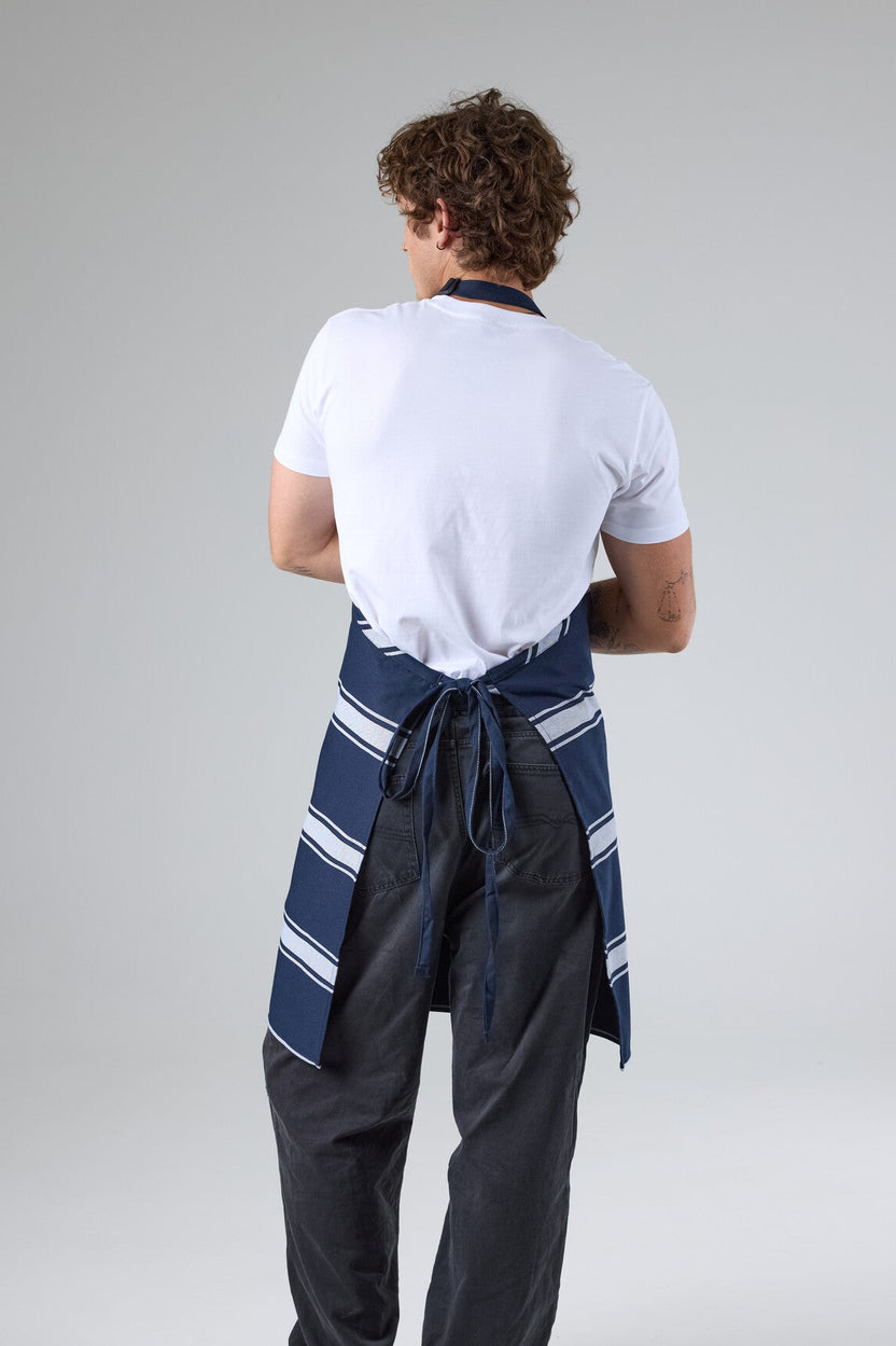 Chef Works Navy Butcher Stripe Bib Apron